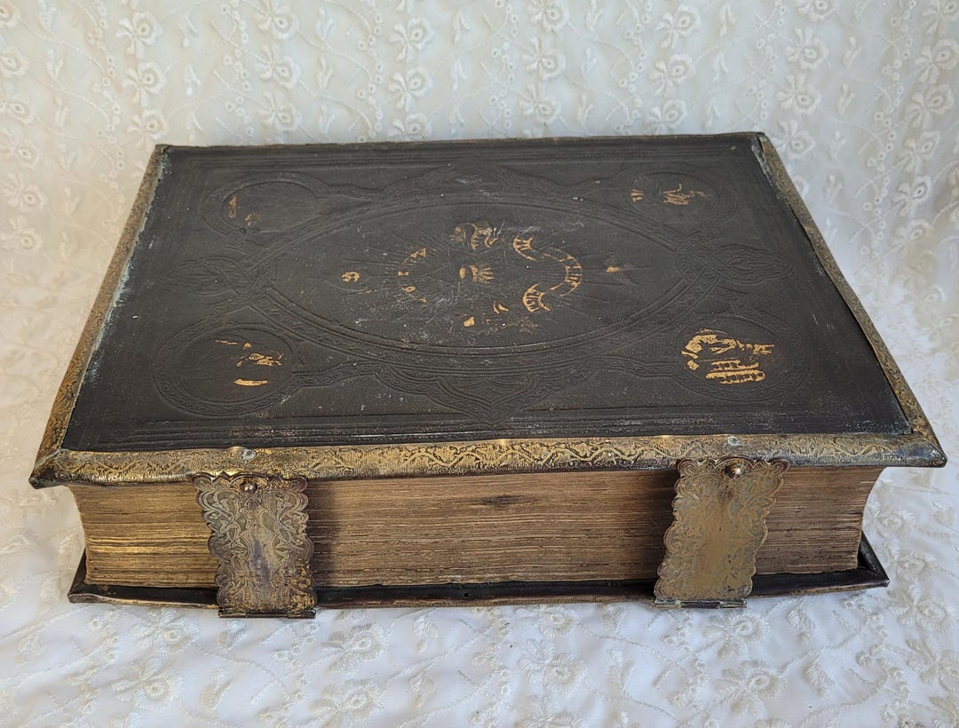 C1870 Large Antique Browns Family Bible Including Stunning ...