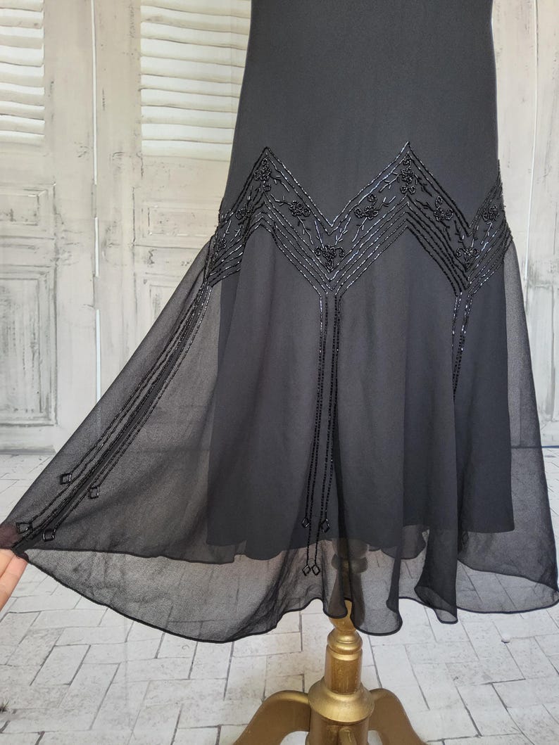 1980s JMD New York Black Beaded Flapper Dress. UK Size 14. - Etsy
