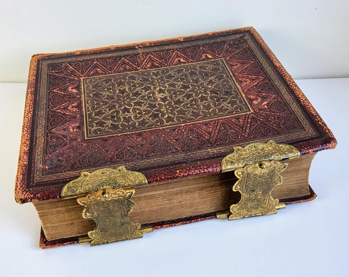 Antique Victorian Family Holy Bible With Working Brass Clasps, Gold ...