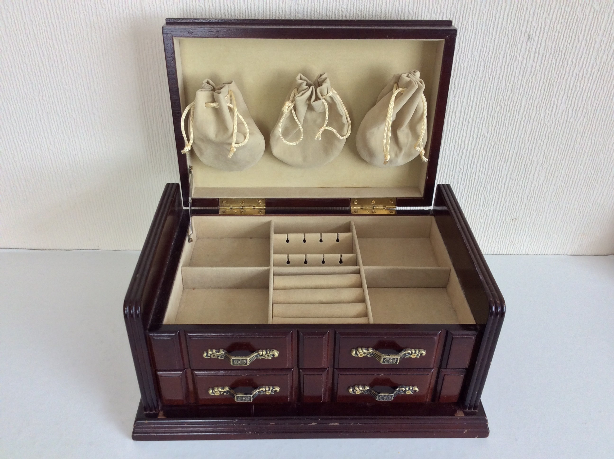 Vintage large MELE jewel case wood jewellery box | Etsy