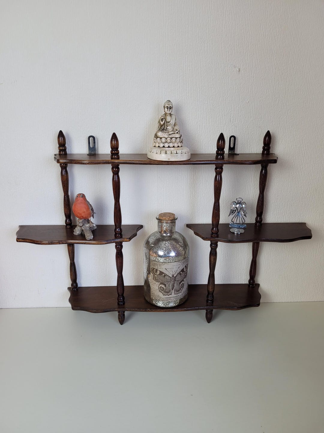 1970s Wood Trinket and Ornament Display Shelves. Wall Hanging or ...