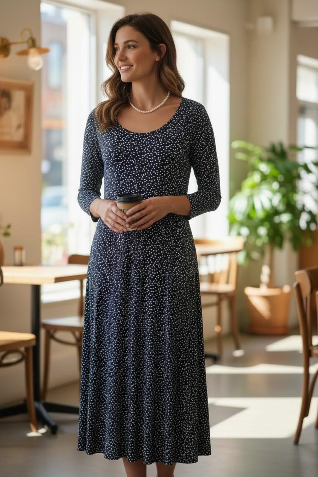 1990s Laura Ashley Fit and Flare Black and White Spots Midi Dress. UK ...