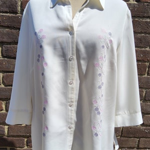 Vintage Cream Riddella Floral Embroidery Blouse. UK Size 14 - Etsy