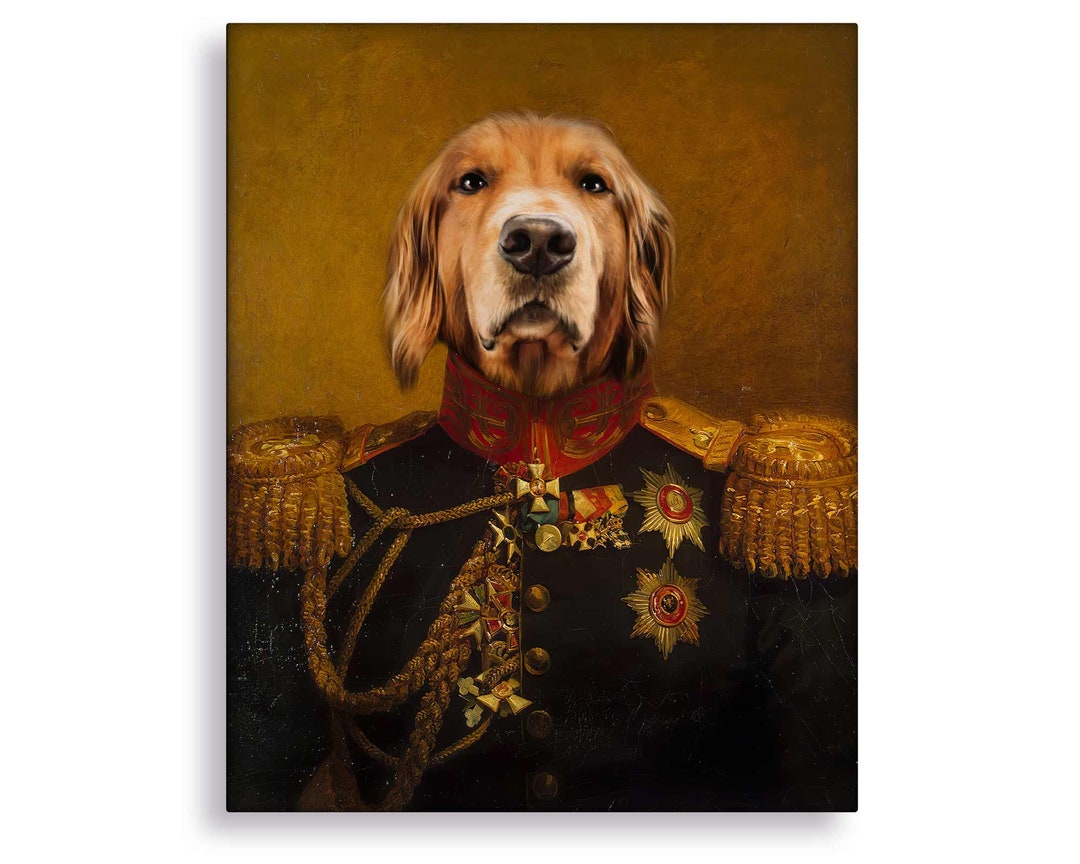 Dog Cat Portrait / Commander Portrait Pet Military Uniform / Army Pet ...