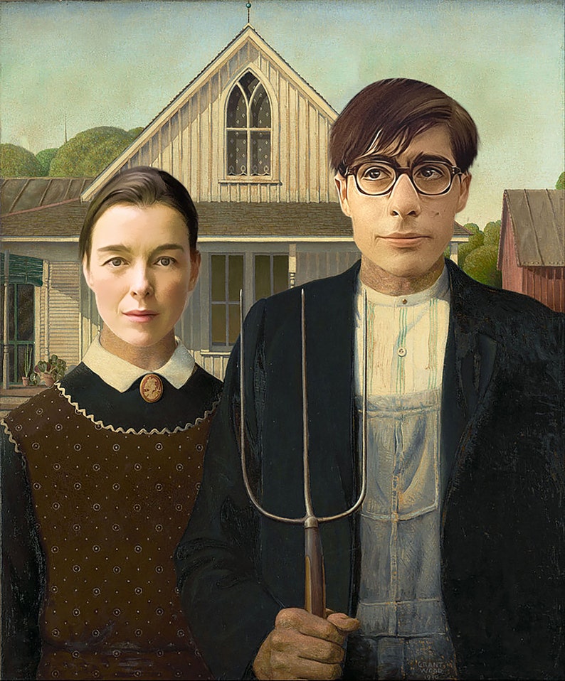 Custom American Gothic Couple Portrait from your photos | Etsy
