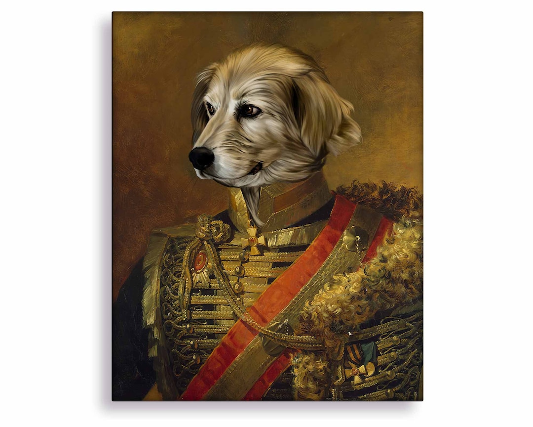 Dog Renaissance Portrait Illustration, Custom Royal Dog Outfit Oil ...