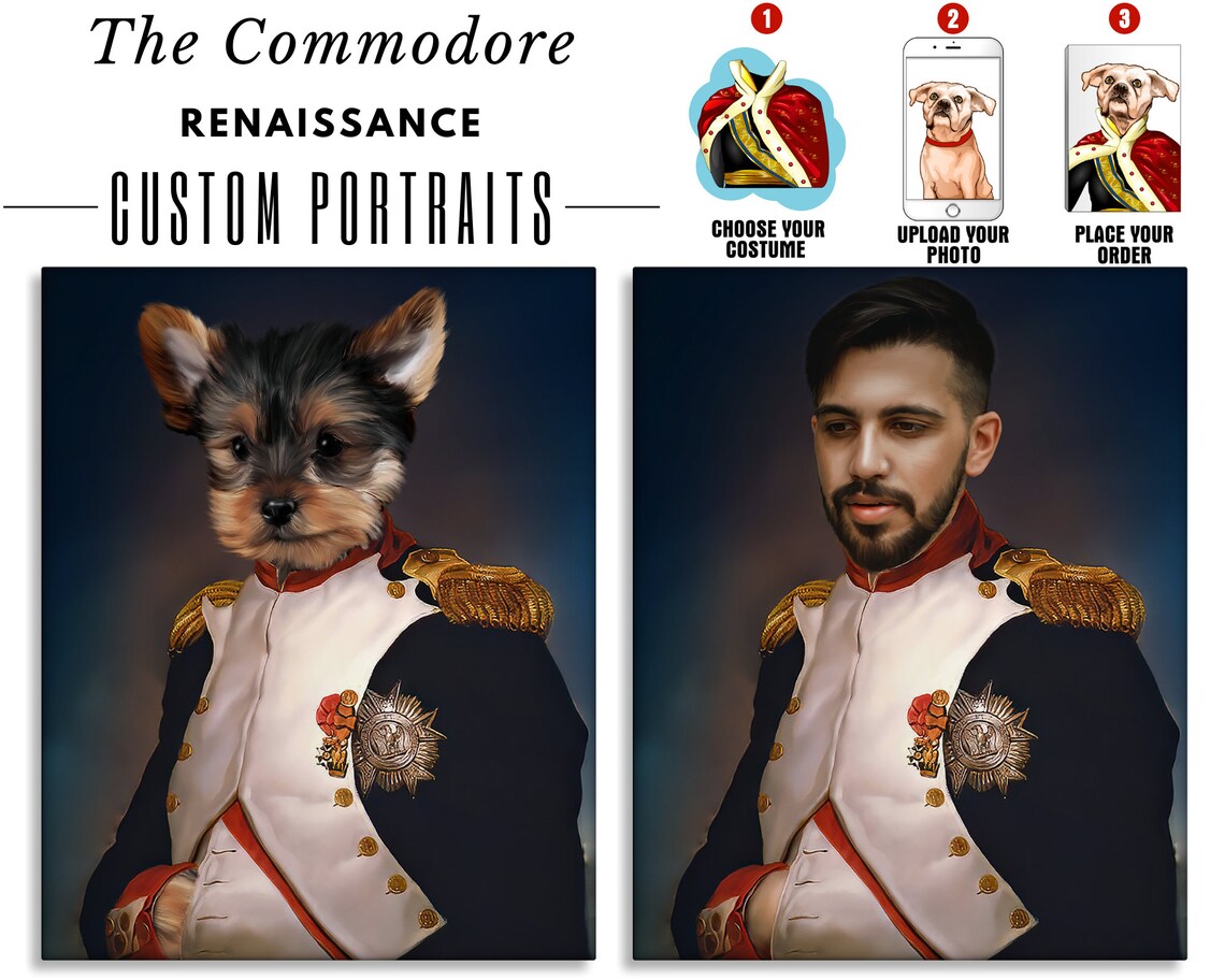 Dog Napoleon Bonaparte portrait custom royal pet painting | Etsy