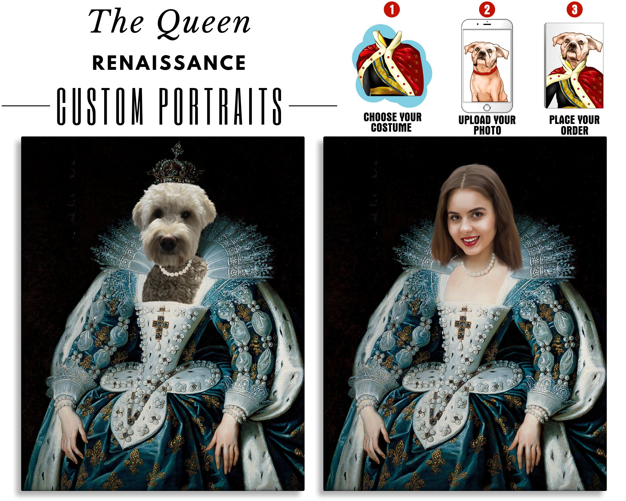 Custom Queen Portrait Personalized Queen Painting Royal | Etsy