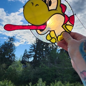 Yoshi Stained Glass Suncatcher | Handmade Nintendo Inspired Window Art ...
