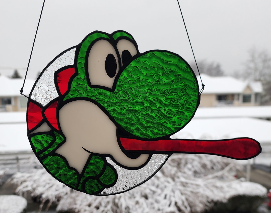 Super Mario Bros YOSHI Stained Glass Suncatcher - Etsy