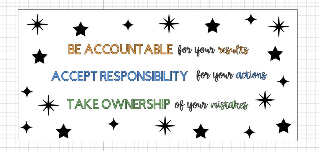 Be Accountable, Accept Responsibility, Take Ownership Bulletin Baord - Etsy