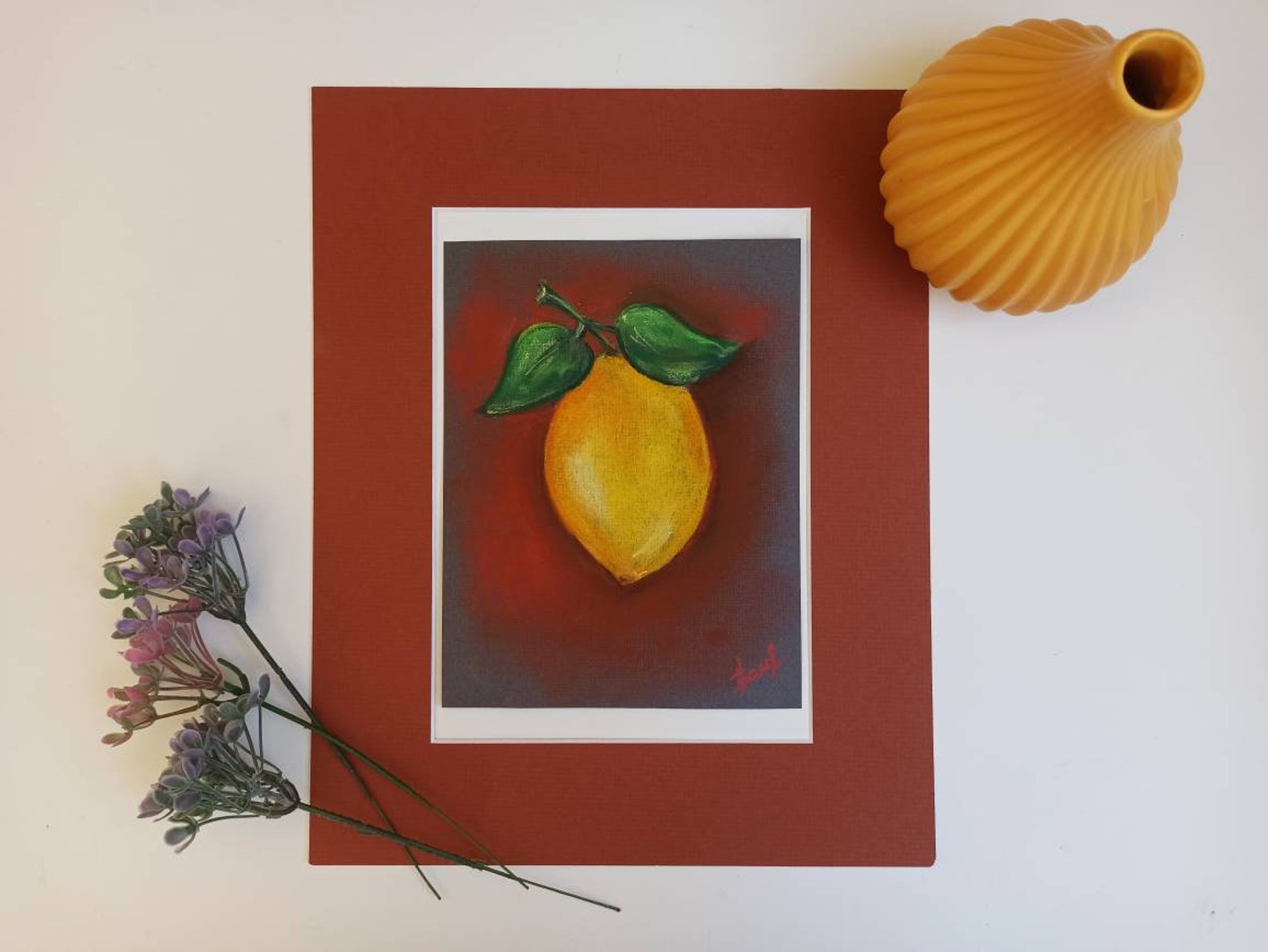 Lemon Original soft Pastel painting Still life fine art food | Etsy