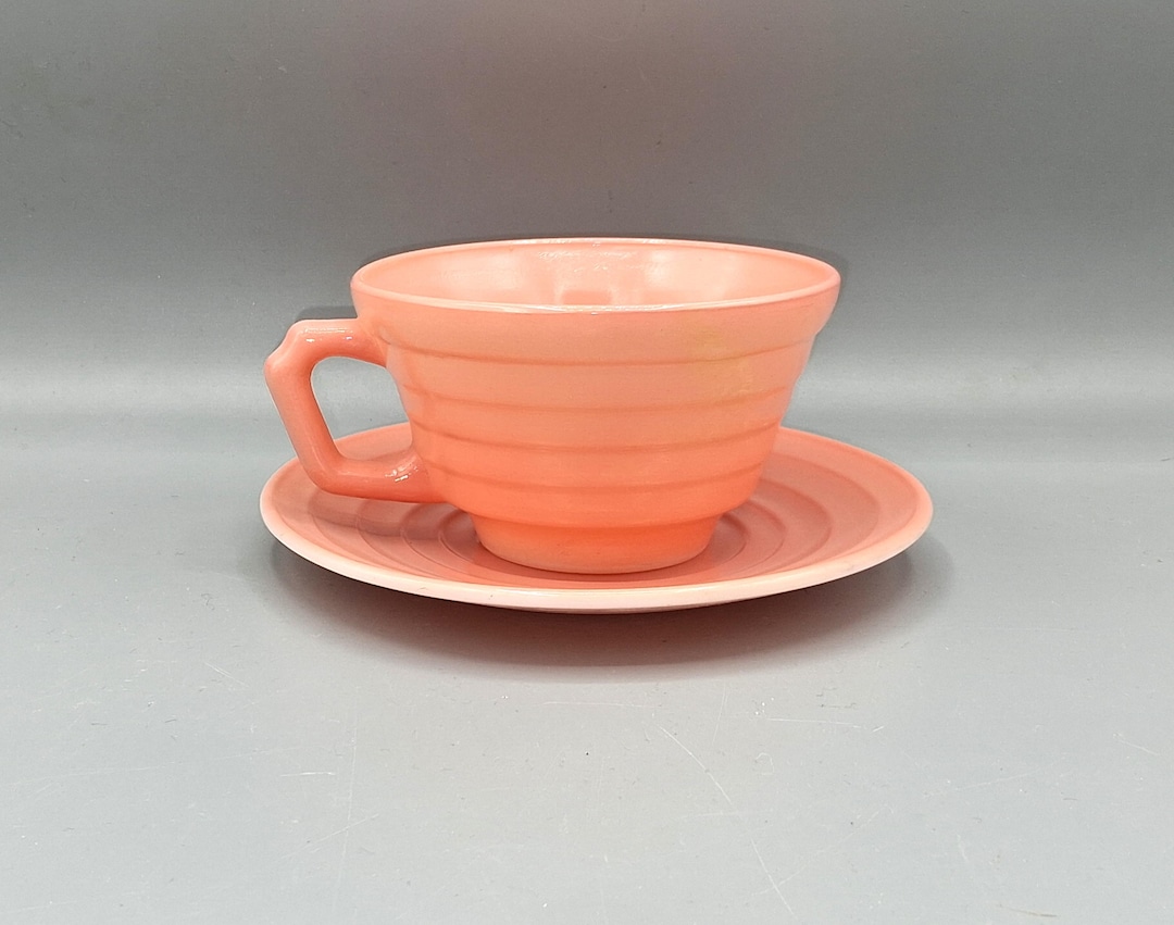 Hazel Atlas Pink Moderntone Cup and Saucer - Etsy