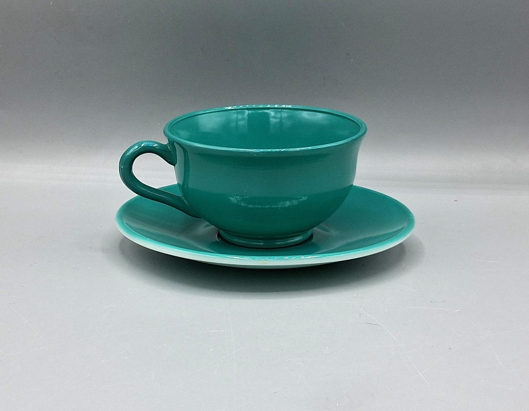 Hazel Atlas Ovide Turquoise Cup and Saucer - Etsy