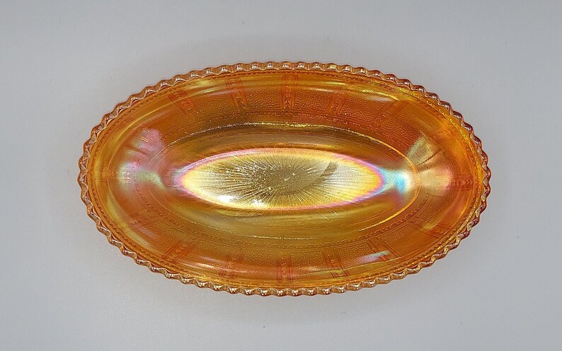 Iridescent Beaded Block Depression Glass Celery Dish Bowl - Etsy