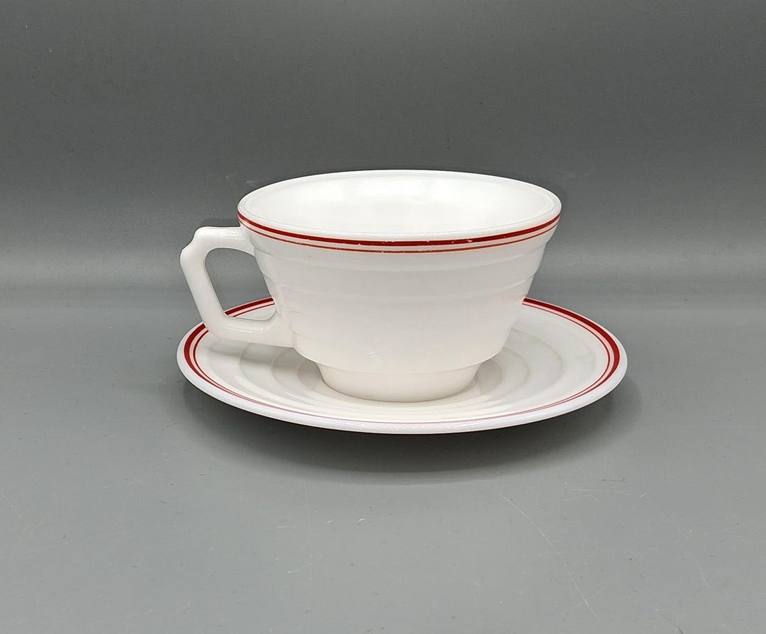 Hazel Atlas Red Striped Moderntone Cup and Saucer - Etsy