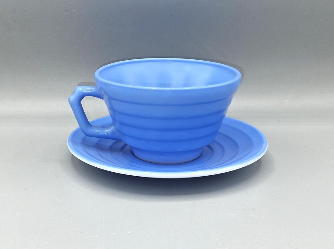 Hazel Atlas Light Blue Moderntone Cup and Saucer - Etsy