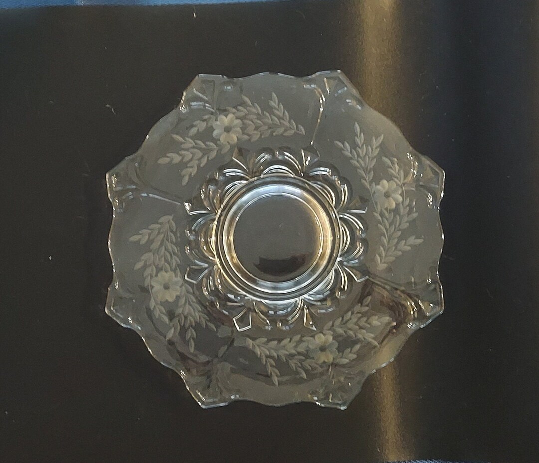 Large Etched Glass Serving Plate - Etsy