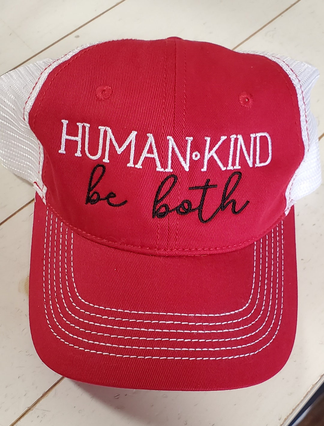 Human Kind-trucker Hats-personalized-red/white Hat With Black/white ...