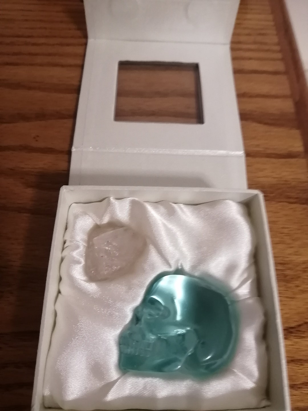 2" Blue Green Obsidian Skull (man-made) + Faceted Topaz Point - Etsy