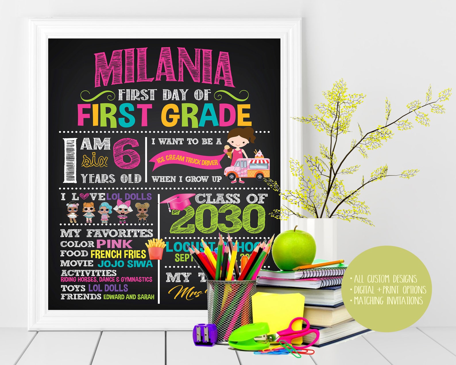 Primer día de preescolar escolar jardín de infantes cartel - Etsy España