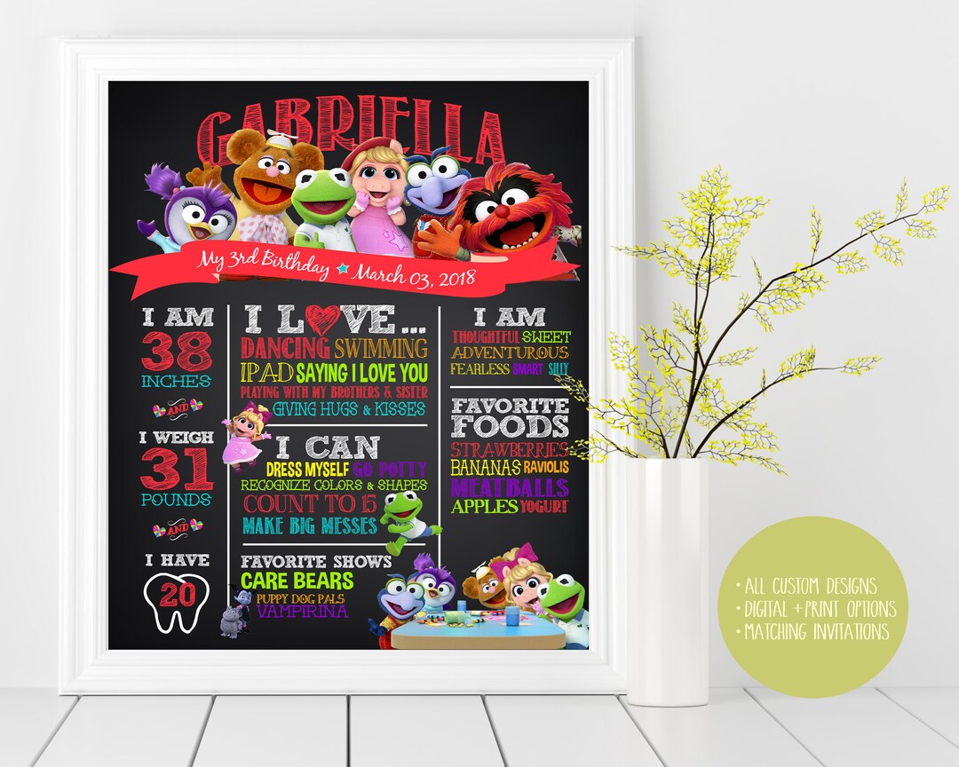 Muppet Babies, Muppet Babies Custom Birthday Chalkboard Sign, Muppet ...