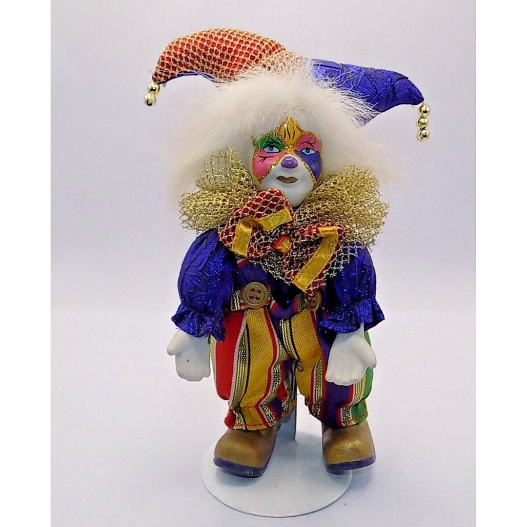 Clown Doll Dan Dee Jester Porcelain Choice Collectors White Hair ...