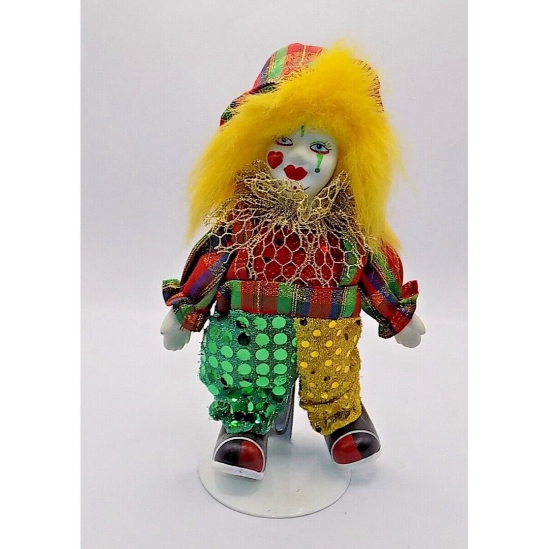 Clown Doll Dan Dee Jester Porcelain Choice Collectors Yellow Hair ...