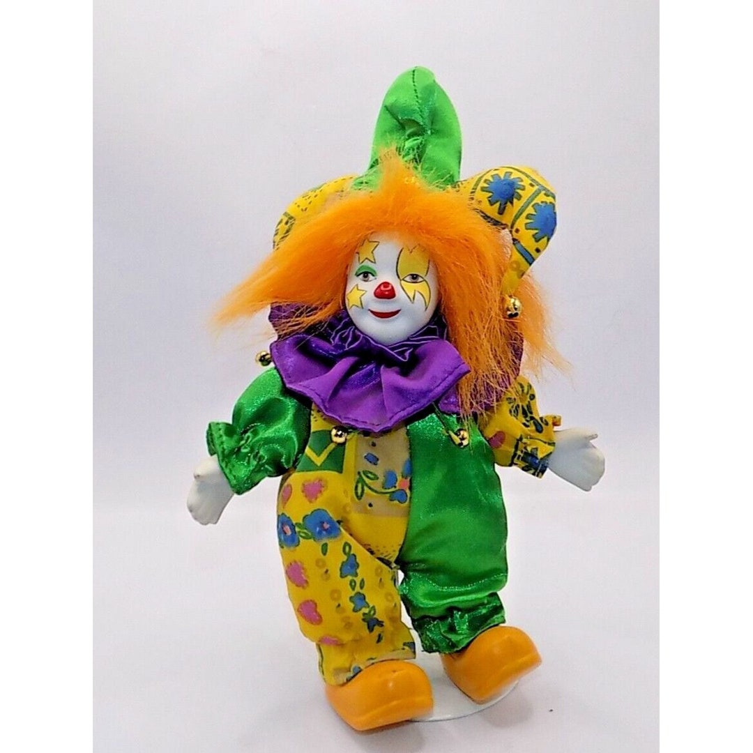 Clown Doll Dan Dee Jester Porcelain Choice Collectors Orange Hair A ...