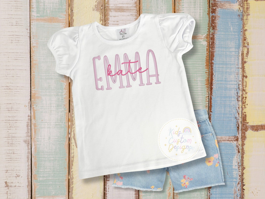 Girls Personalized Shirt, Embroidered Girls Name Shirt, Personalized ...