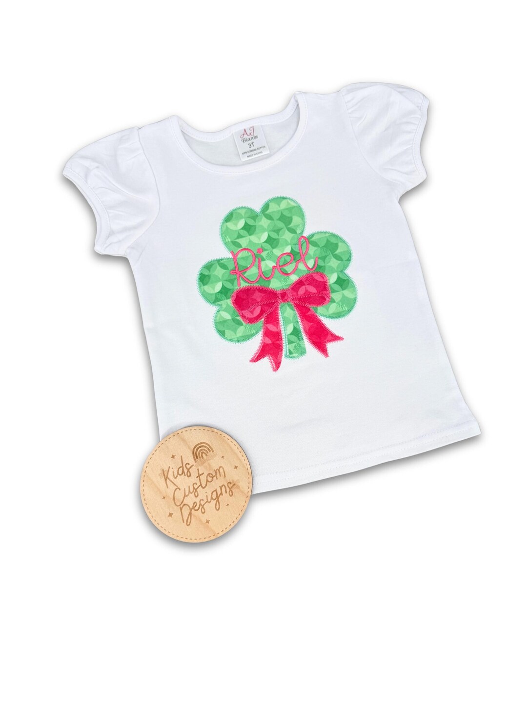 Personalized Embroidered Shamrock Bow Kids Shirt, St. Patrick's Day - Etsy