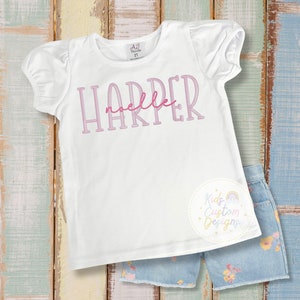Girls Personalized Shirt, Embroidered Girls Name Shirt, Personalized ...