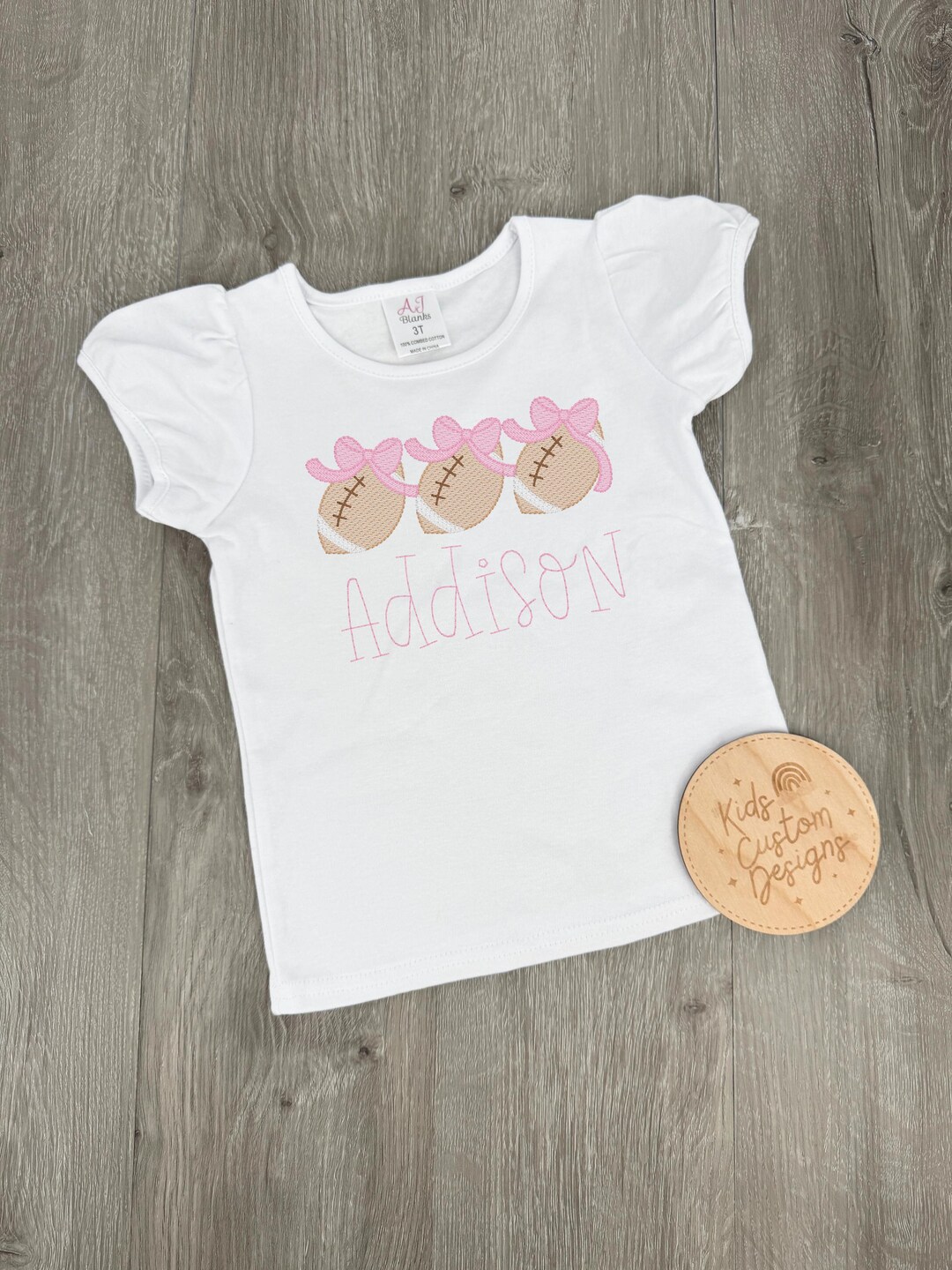 Girls Football Shirt With Name | Personalized Puff Sleeve Football ...