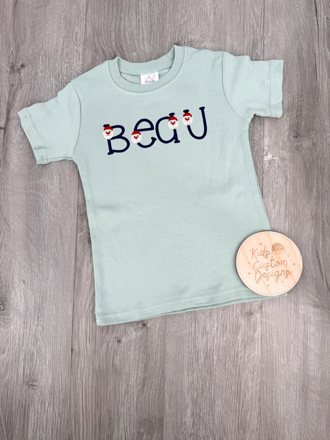 Personalized Name Santa Hat Embroidered Christmas Shirt – Custom Kids ...