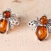 Sterling Silver Baltic Honey Amber Bee Ring, Beautiful Rich Genuine ...