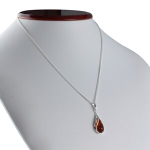 Sterling Silver Baltic Amber Pear Drop Pendant and Chain, Beautiful ...