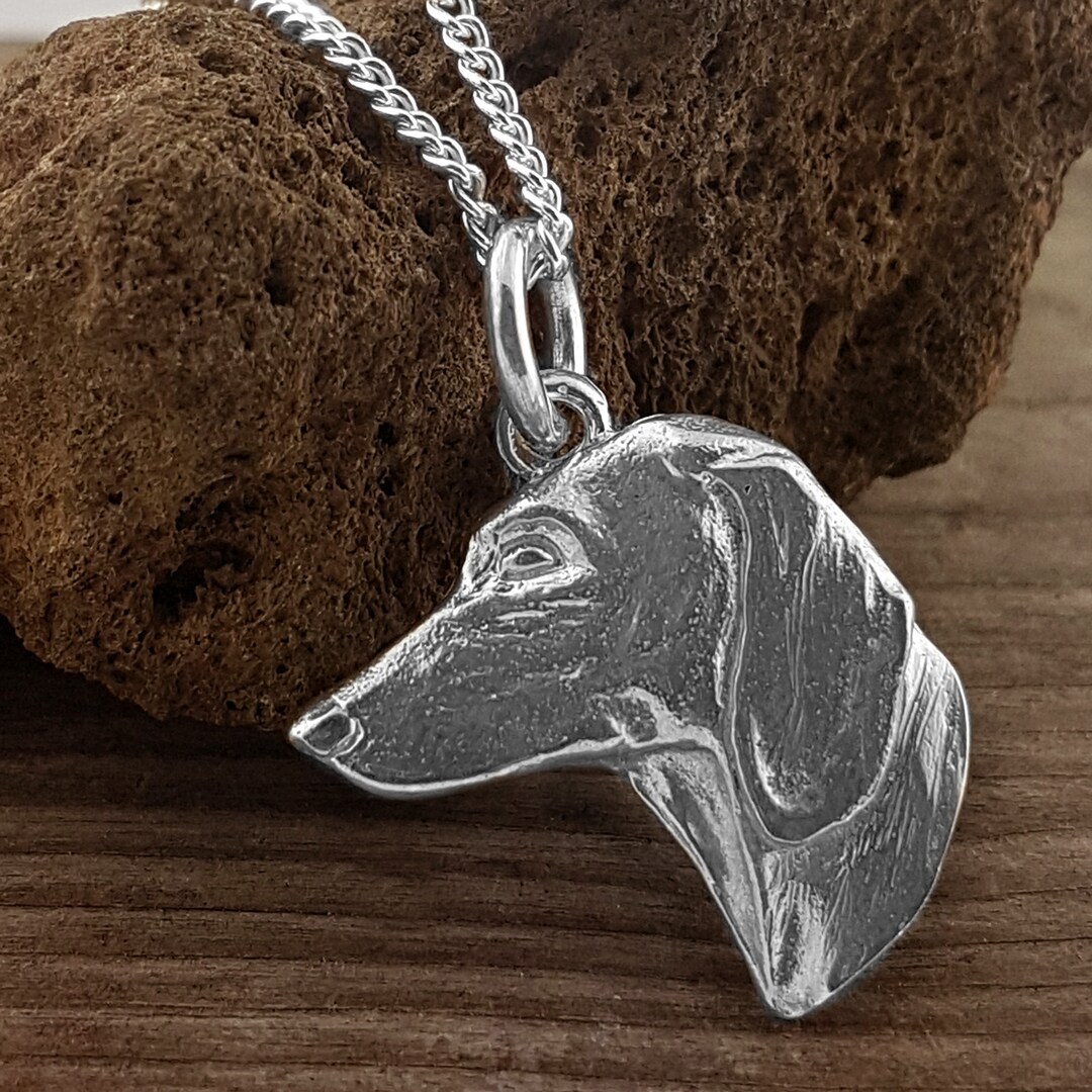 Sterling Silver Pointer DOG Pendant and Chain , English Handmade Silver ...