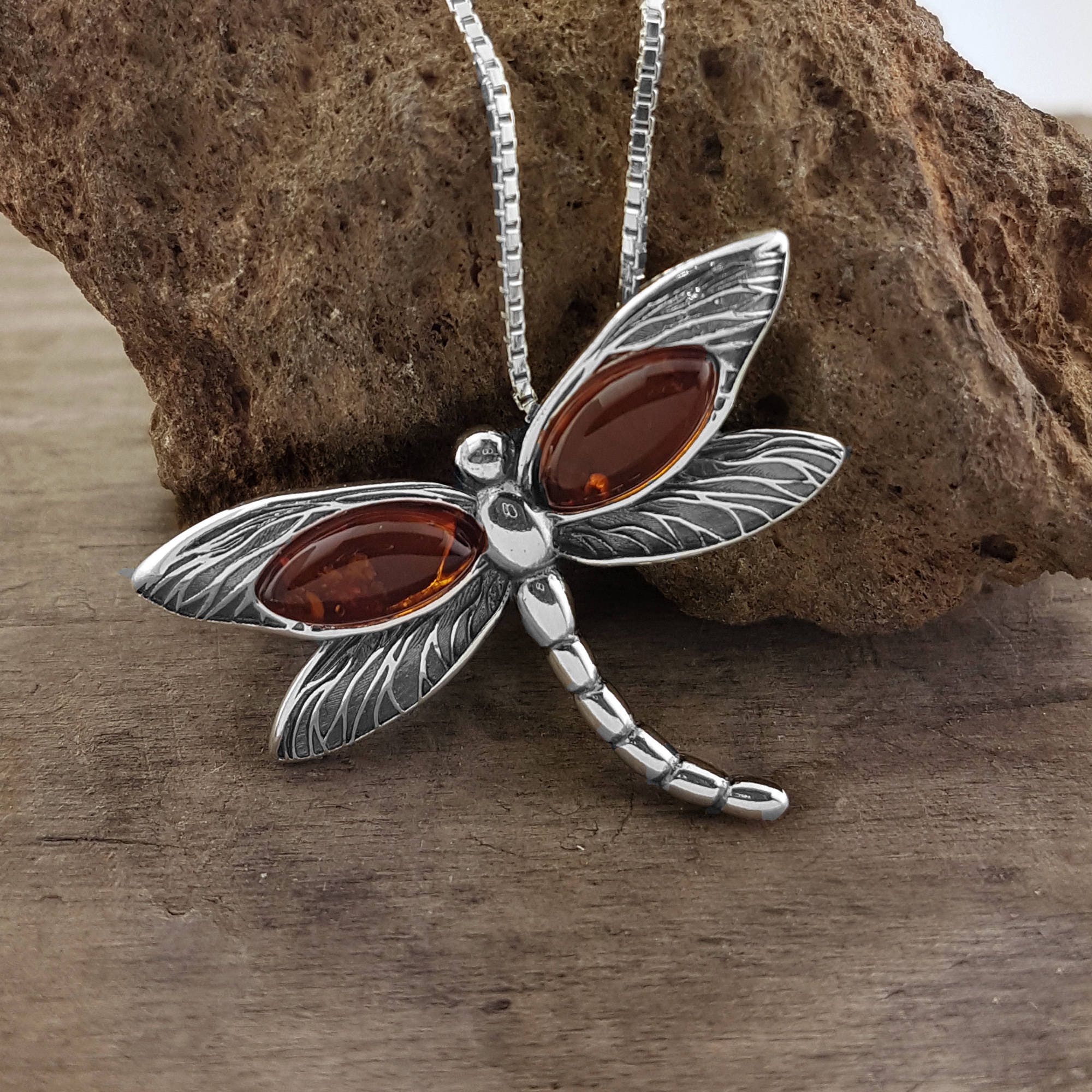 Dragonfly In Amber Pendant
