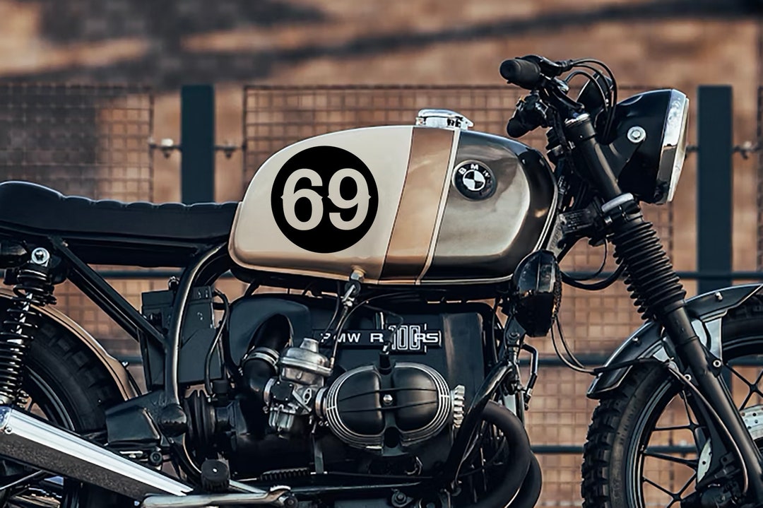 19cm GLOSS Vintage Cafe Racer Style Motorcycle Gas Fuel Tank Sticker ...