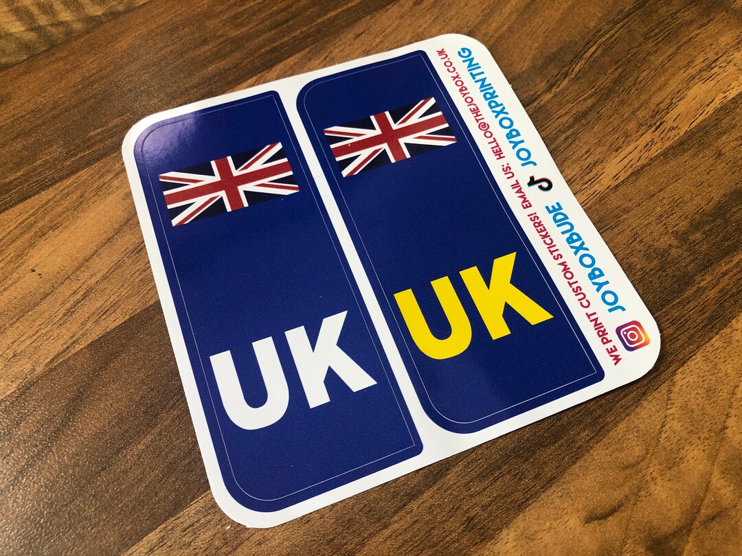 Pack of 2 UK Number Plate Badge Travel Stickers, DVLA Compliant, With ...