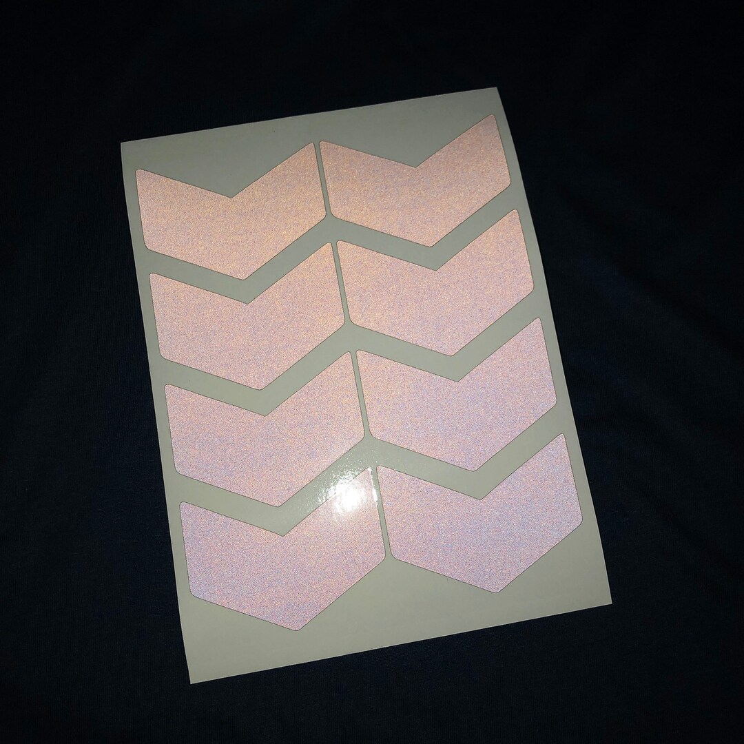 Reflective Stickers 3 Inch BLACK (reflects as White) Chevrons (x8) Die ...