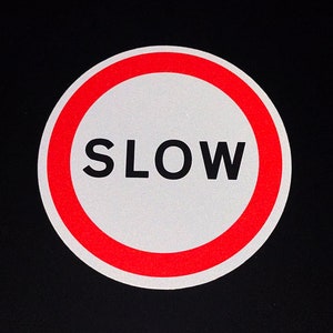 REFLECTIVE Slow Wheelie Bin Road Safety Sign Self Adhesive Sticker 15cm ...