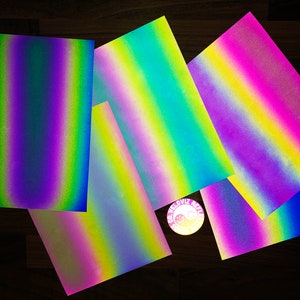Rainbow Reflective Self Adhesive Vinyl Sheet 5 Colours A4 / A5 for ...