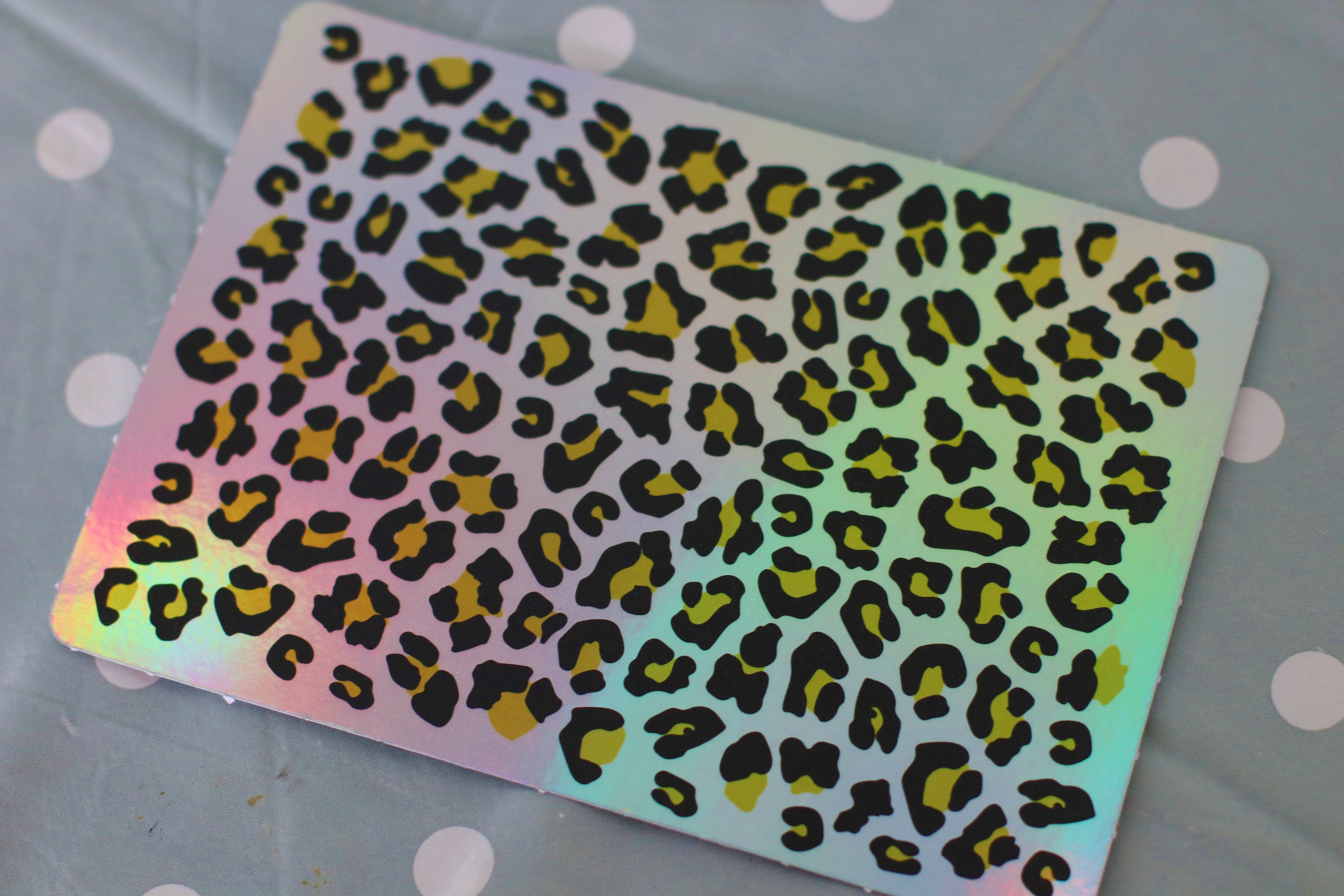 Leopard Print Holographic Self Adhesive Vinyl Sheet. - Etsy
