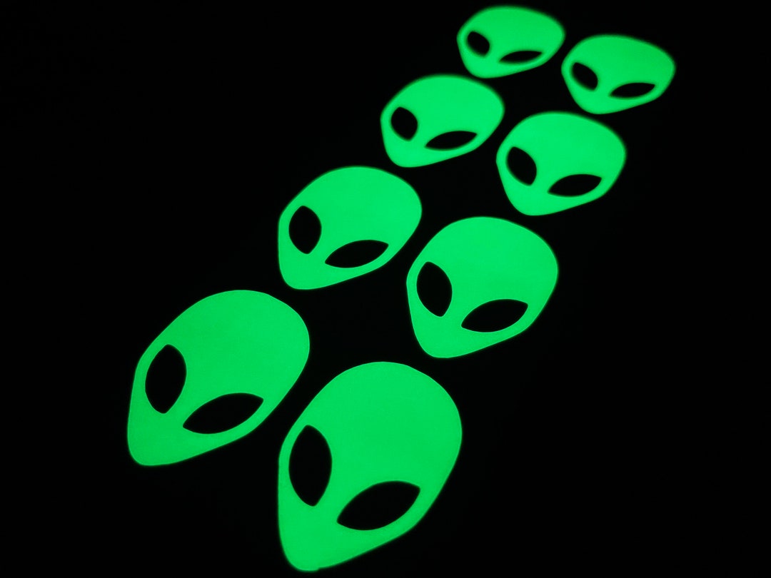 Glow in the Dark ALIEN HEAD Stickers XS - Peel and Stick Decal for Wall ...