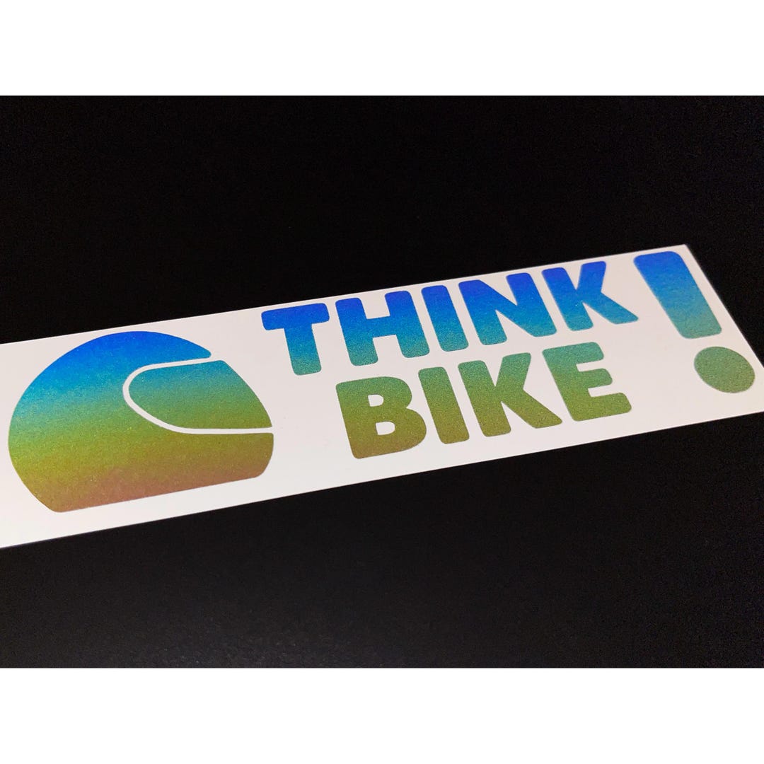 Reflective Rainbow Bright THINK BIKE HELMET Bicycle Motorcycle Sticker ...