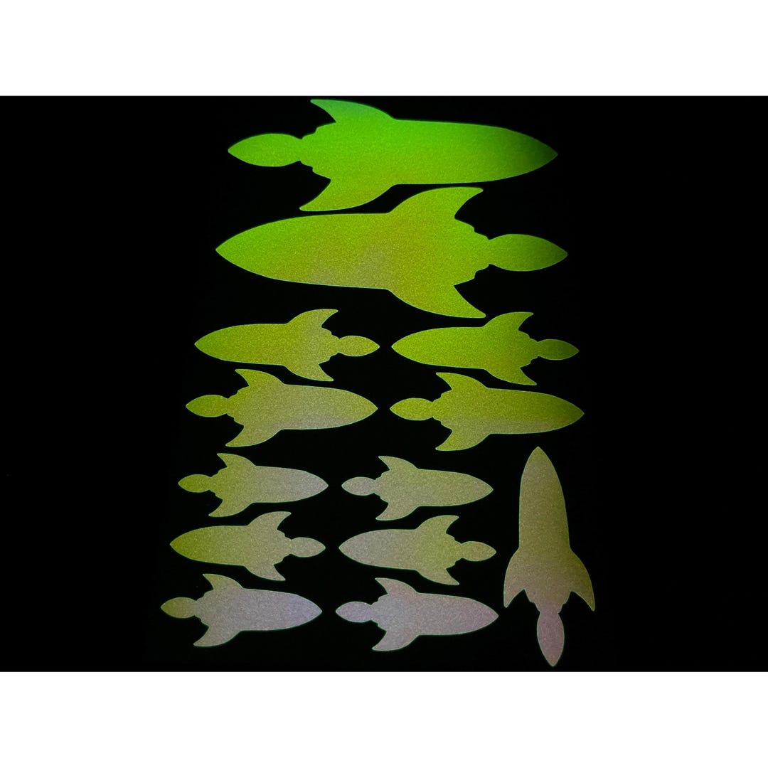 Rocket (assorted) SUNSET OPAL Glow in the Dark Stickers Peel and Stick ...