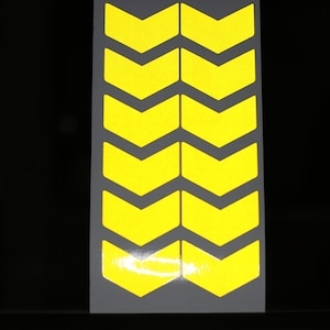 YELLOW Reflective 2 Inch Chevrons (x12) Die-cut Vinyl Stickers Decals ...