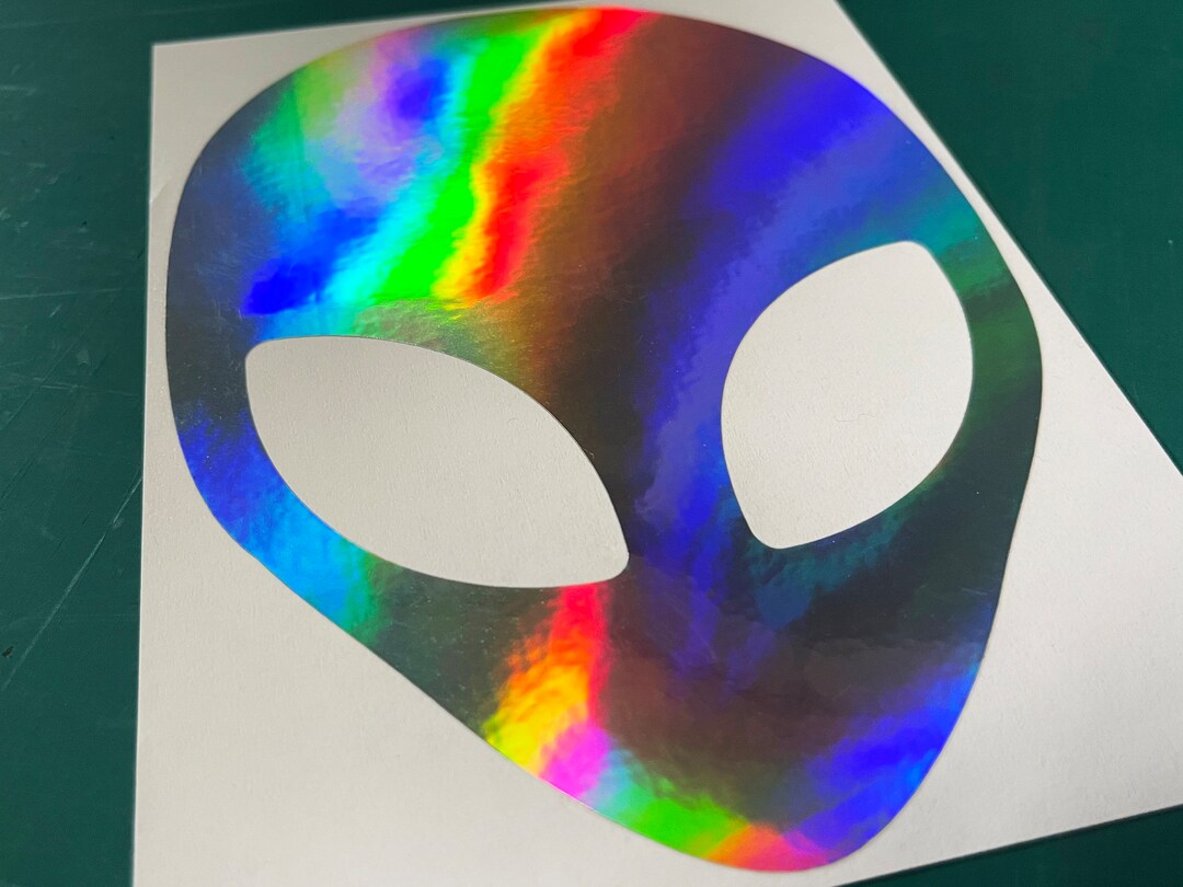 Rainbow Holographic ALIEN HEAD extra Large Car Laptop Ufo Stickers ...