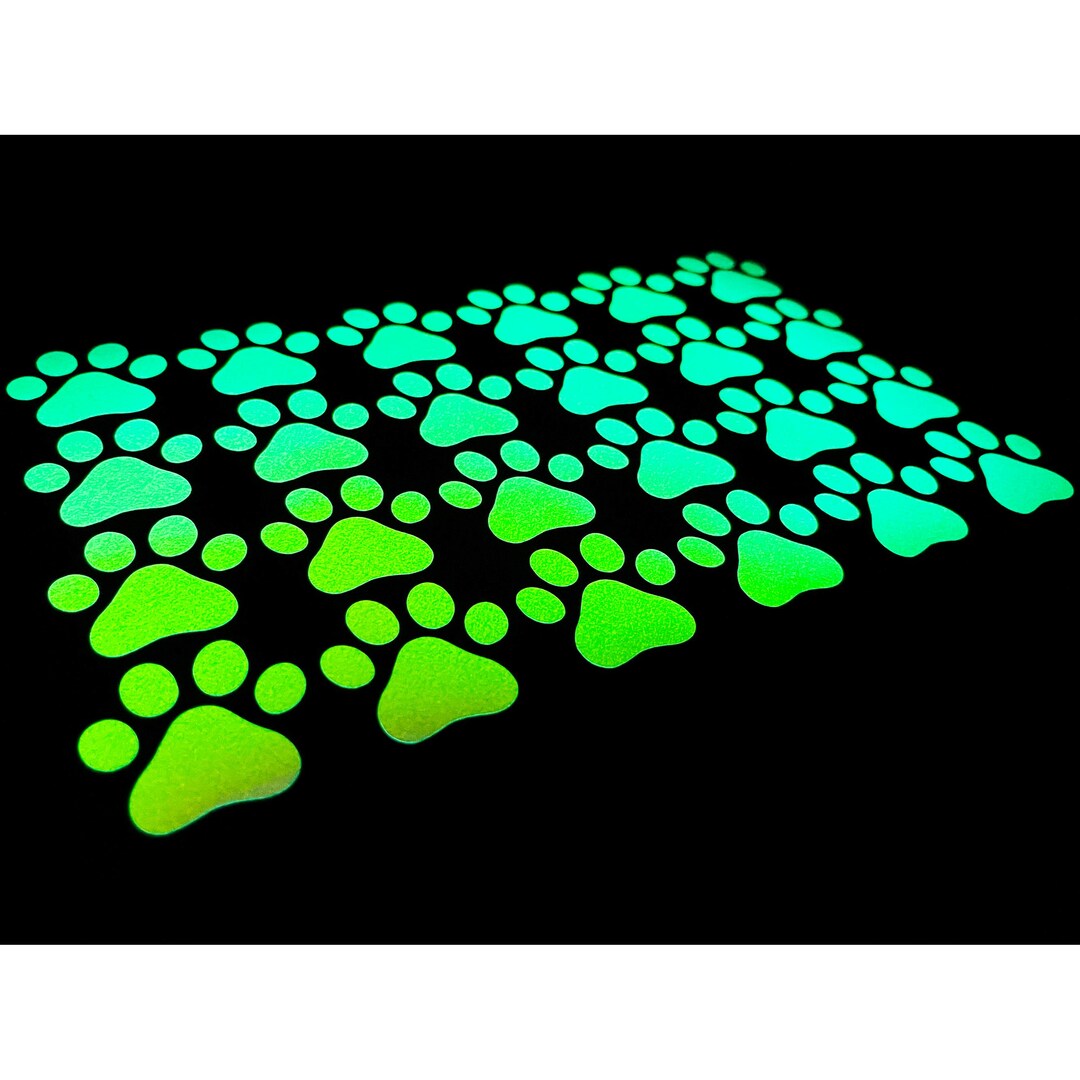 SUNSET OPAL Glow in the Dark PAW Print A4 Sheet Stickers Peel Stick ...